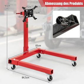 Costway Stojan motoru 680 kg zdvih motoru otočný o 360° se 4 nastavitelnými