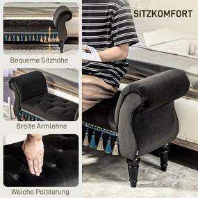 HOMCOM Polstrovaná lavice, sametový vzhled, luxusní lavice s dřevěnými nohami, předsíňová lavice do ložnice, nosnost až 150 kg, tmavě šedá, 117 x 40 …