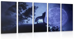 5-dílný obraz vlk v úplňku měsíce Varianta: 200x100