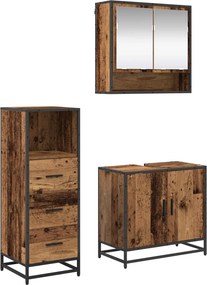 Sada koupelnového nábytku 3 ks Staré dřevo 65 x 33 x 60 cm 3402444