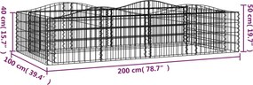 Klenutý gabion vyvýšený záhon 200x100x50 cm pozinkované železo 153550
