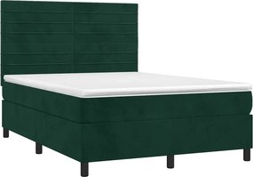 Box spring postel s matrací tmavě zelená 140x200 cm samet 3143088
