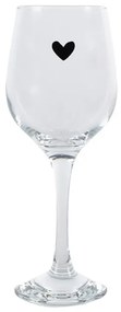 Sklenička na víno s černým srdíčkem – 300 ml