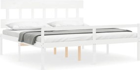Postel s čelem pro seniory bílý 200x200 cm masivní dřevo 3195437