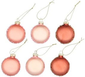 Set 6ks růžová skleněná ozdoba makronka Macrons - Ø 6*2,5 cm