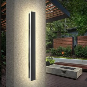 Led venkovní nástěnné svítidlo, akrylové, voděodolné, IP65, černé, 80 cm, 4000K