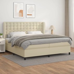 Box spring postel s matrací krémová 200x200 cm umělá kůže 3129053