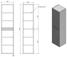 Sapho Morian vysoká skříňka 35 x 140 x 30 cm dub MR186