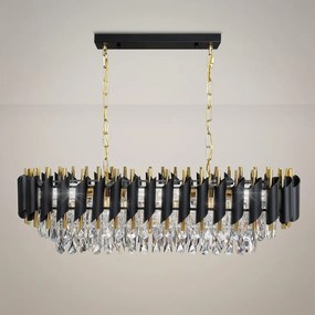 Lustr Cristal, 1x křišťálové/zlaté/černé kovové stínítko, g