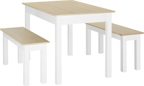 HOMCOM 3-dílná jídelní sestava se 2 zasouvacími lavicemi pro 4-6 osob v moderním stylu - Kuchyň, jídelna, obývací pokoj - DTD desky | Aosom