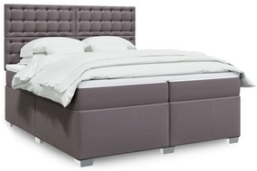Box spring postel s matrací šedá 200x200 cm umělá kůže