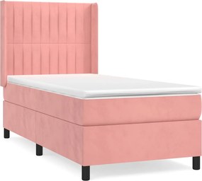 Box spring postel s matrací růžová 100x200 cm samet 3132788