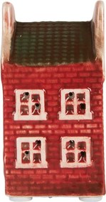 Červený keramický LED domek Lamont - 4*4*8 cm