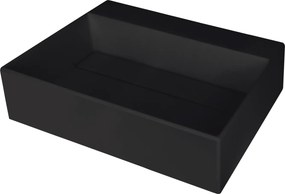 Deante Correo, granitové umyvadlo na desku s poličkou pod baterii a krycí deskou 500x400x130 mm, černá, CQR_NU5M