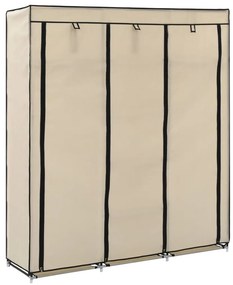 Šatní skříň s přihrádkami a tyčemi krémová 150x45x175 cm textil 282455