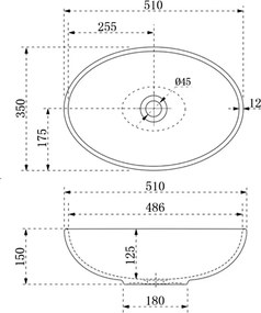 BPS-koupelny Skleněné umyvadlo na desku HYD-BRT3-TR-510 51x35 cm, transparent
