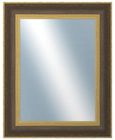 DANTIK - Zarámované zrcadlo - rozměr s rámem cca 40x50 cm z lišty ZVRATNÁ černozlatá plast (3071)