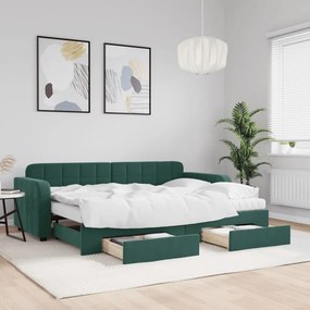 Válenda s přistýlkou a zásuvkami tmavě zelená 80 x 200 cm samet 3196996
