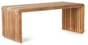 Přírodní dřevěná teaková lamelová lavice Slatted M - 96*43*38 cm