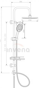 Invena Corso, sprchový sloup s poličkou, chromová, INV-AU-23-001-C