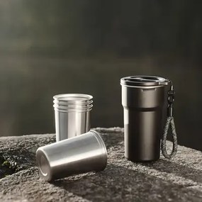 Vinga Parks černá / Sada hrnků / 4 ks / 200 ml / nerezová ocel
