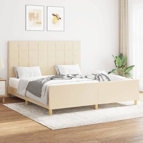 Rám postele bez matrace krémový 160 x 200 cm textil 3125070