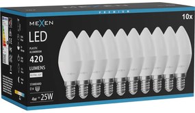 Mexen Nova 10x LED žárovka E14, C37, 4W, Neutrální - 4000K, 420 lm - L102-E14-0440-01x10