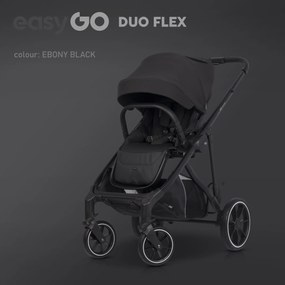 Sourozenecký kočárek EasyGo Duoflex Ebony Black, 1 sportovní část, 1 hluboká vanička