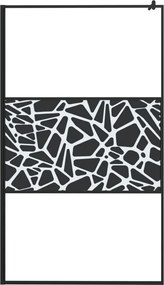 Zástěna do průchozí sprchy s policí černá 115x195 cm ESG/hliník 3185484