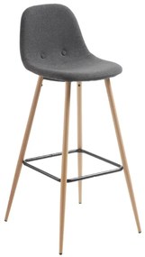 Tmavě šedá látková barová židle Kave Home Nolite 75 cm