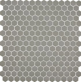 Hisbalit Skleněná mozaika šedá Mozaika 560 HEXAGONY 2,3x2,6 (33,3x33,3) cm - HEX560MH