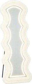 HOMCOM vlnitý celoplošný zrcadlo 160 x 60 cm, 3barevné LED, rám s sametovou úpravou, HD tvrzené sklo, Krémová