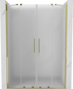 Mexen Velar Duo, posuvné sprchové dveře do otvoru 140 cm, 8mm sklo námraza, zlatá lesklá, 871-140-000-32-50
