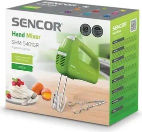 SENCOR SHM 5401GR zelená / Ruční šlehač / 200W / 5 rychlostí / hnětací