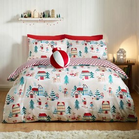 Povlečení na jednolůžko 135x200 cm Christmas Mouse Town – Catherine Lansfield