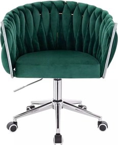 LuxuryForm DESIGN Židle NORDEN VELUR na stříbrné podstavě s kolečky - zelená