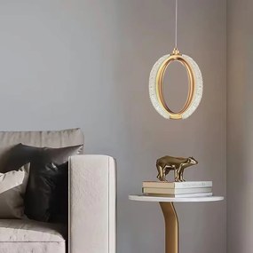 Toolight Toolight, LED křišťálové závěsné svítidlo, 7W, 4000K, 500lm, G114-1CP, zlatá, OSW-09709