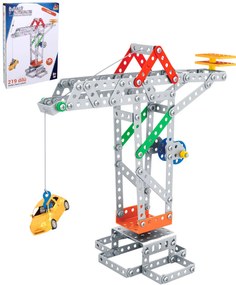 _Ostatní 1_ MALÝ MECHANIK Jeřáb 219 dílků kovová STAVEBNICE typu Merkur 17965