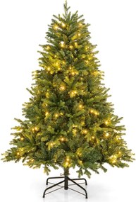 Costway Umělý vánoční stromek 150 cm s LED diodami ve vícebarevné a teplé bílé