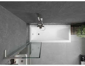 Mexen Next L, 1-křídlová vanová zástěna 50 x 150 cm, 6mm čiré sklo-černý vzor, ​​6mm čiré sklo, profil broušená ocel, 895-050-000-03-70-97