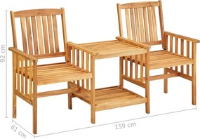 vidaXL Zahradní židle s čajovým stolkem a poduškami masivní akácie [3061294] Barva: Černá