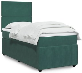 Box spring postel s matrací tmavě zelená 90x200 cm samet 3294535