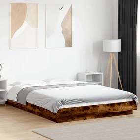 Rám postele s LED osvětlením kouřový dub 120 x 200 cm kompozit 3281109