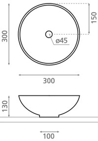 Bathco 4914 - Umyvadlo na desku DAKAR pr. 30 cm porcelán/bílá