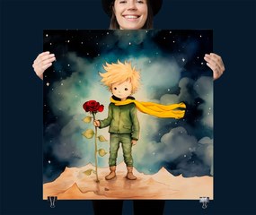 Plakát - Malý princ na své planetce s milovanou růží (cartoon) FeelHappy.cz Velikost plakátu: 120 x 120 cm