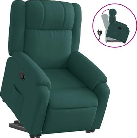 Zvedací polohovací křeslo tmavě zelené textil 3205208