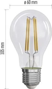 Emos lighting LED žárovka Filament A60 A CLASS / E27 / 3,8 W (60 W) / 806 lm / teplá bílá 1525283273