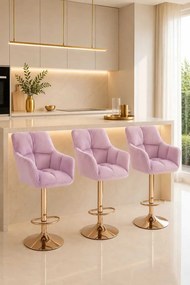 LuxuryForm DESIGN Barová židle AMALFI VELUR na zlaté kulaté podstavě - levandule