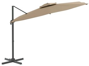 Konzolový slunečník s dvojitou stříškou taupe 400 x 300 cm - Default Title