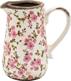 Keramický džbán s růžovými květy Vintage Bloom L - 20*14*23 cm